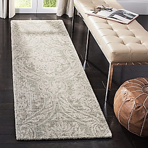 SAFAVIEH Abstract Collection Runner Rug - 2'3" x 12', Grey & Ivory, Handmade Wool, Ideal for High Traffic Areas in Living Room, Bedroom (ABT204A)