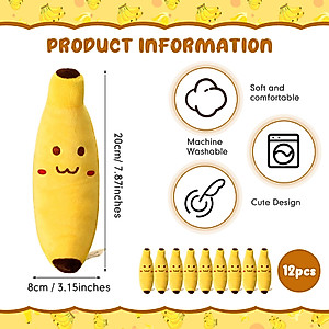 Hiboom 12 Pcs Banana Plush Pillow Stuffed 7.87 Inch, Plush Toys Banana Pillow, Cute Fruit Toy, Soft and Cute Sleeping Doll, Suitable for a Neap Pillow and a Lovely Present for Boy Girl