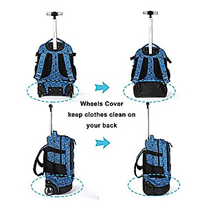 Tilami Rolling Backpack 19 inch Wheeled Cute LAPTOP Boys Girls Travel School Student Trip,Astronaut Black