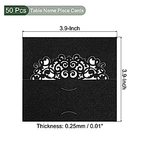 YOKIVE Place Cards for Table Setting, 50Pcs Name Cards Wedding Place Cards Table Place Cards Hollow Lace Blank Card for Wedding Reception Dinner Party, Black