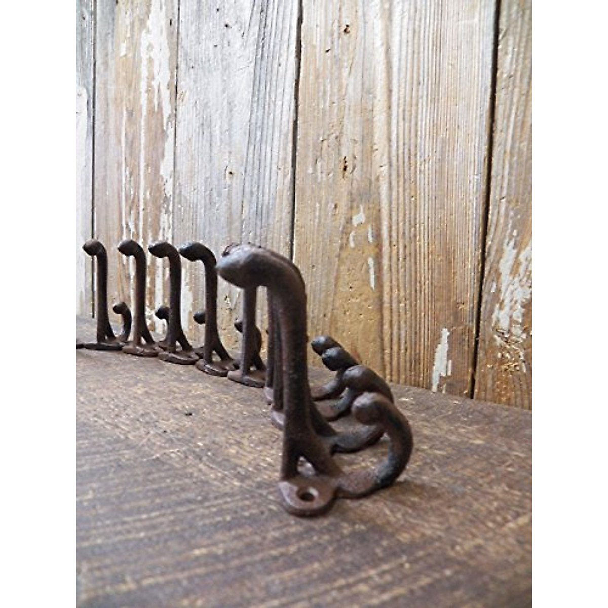 Coat Hat Hooks Cast Iron Lot Set of 12 Double Hook 3.25" Antique Vintage Style