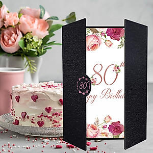 Vlipoeasn 80th Birthday Guest Book Alternative, Black and Pink 80th Birthday Party Decorations for Women, Creative Diamond 80th Birthday Signature Book, Cheers to 80 Year Old Birthday Party Supplies