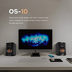 HiVi-Swans OS-10 HiFi Stereo Speakers, Bluetooth 5.0 Active Computer Bookshelf Speakers - 4'' Dynamic Woofer, Powered Desk Speakers 62w RMS with Touch Control for PC/Phone/TV/Monitor (Pair)