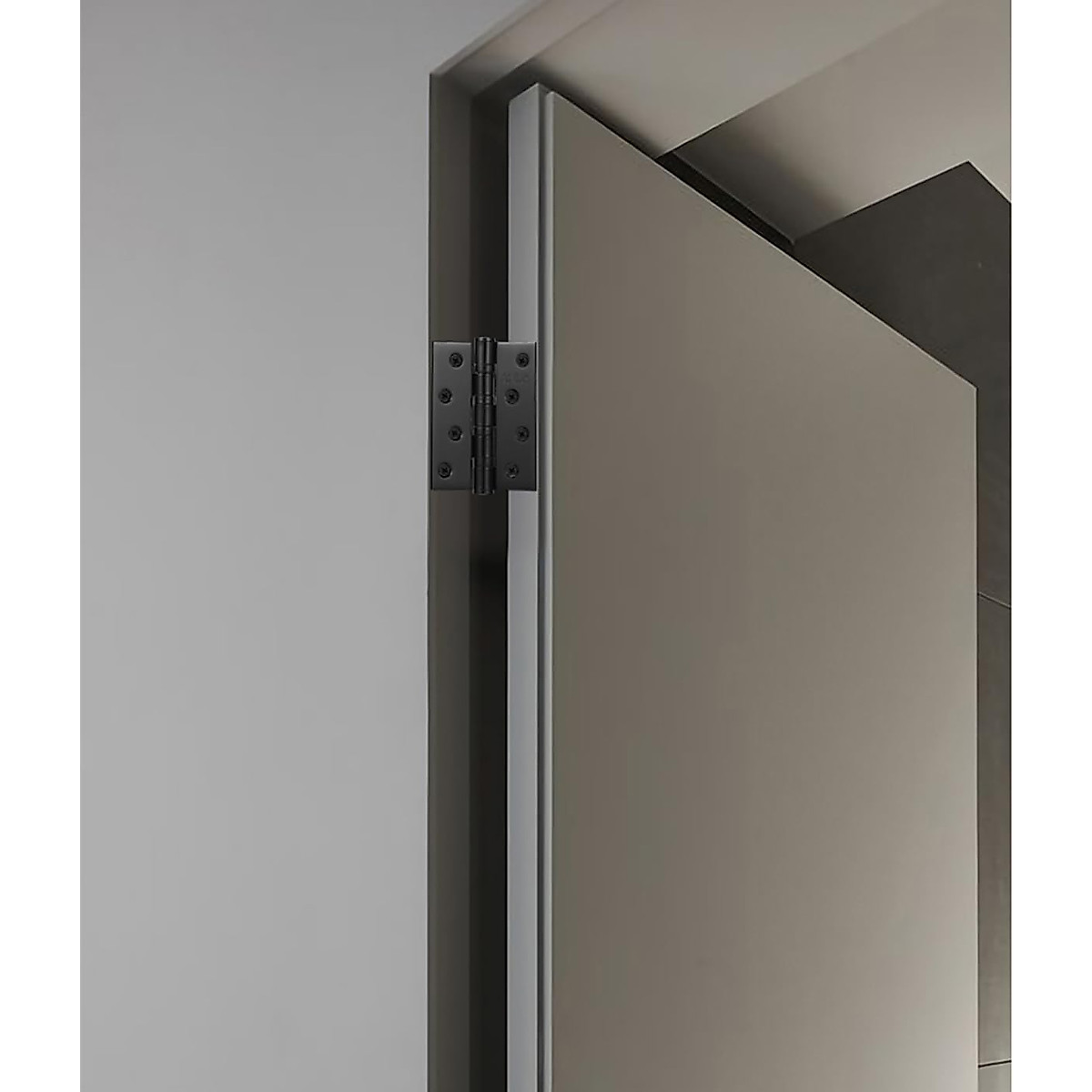 WANLIAN 4" Matte Black Ball Bearing Door Hinges,3 mm Thick Stainless Steel,Solid Square Corner Heavy-Duty for Exterior & Interior Doors, with Mounting Screws (2 Pack)