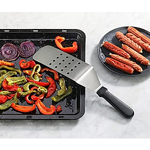 New Star Foodservice 38385 Plastic Handle Flexible Grill Turner/Spatula, Perforated, 14.5-Inch, Black