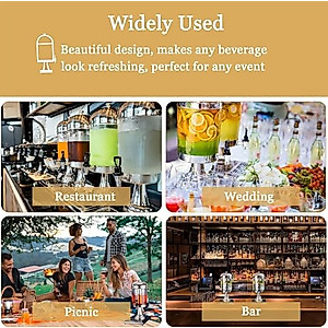 Stainless Steel Beverage Dispenser, Drink Machine for Parties, Hot Cold Drink Dispenser with Ice Core Container, Drip Trays and Spigot for Buffet Catering Cold Drinks and Beer(8L)