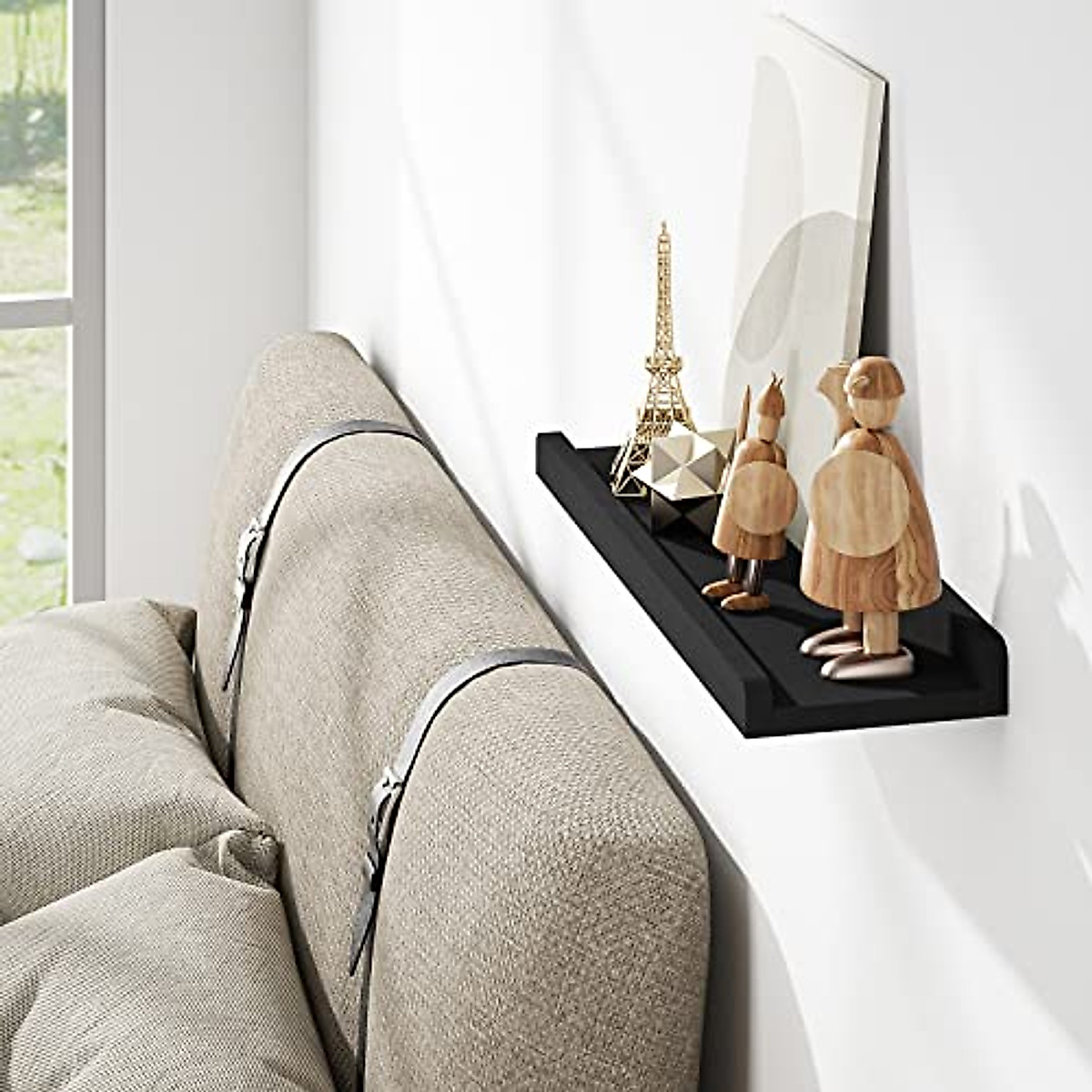 Alsonerbay Black Floating Shelves, Floating Shelves Wood for Wall Storage, Wall Shelf for Bedroom, Living Room, Bathroom, Kitchen, Office and More, Set of 3