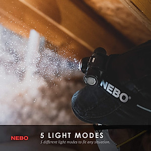 NEBO Transcend 1000-Lumen Headlamp Flashlight And Cap Light, USB Rechargeable LED Head Lamp For Camping, Hiking, Fishing with 5 Light Modes, Adjustable Reflective Head Strap, IPX7 Waterproof, Black