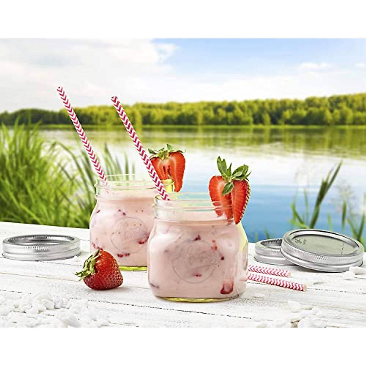 Tebery 12 Pack Wide Mouth Home Glass Mason Jars with Airtight Lids and Bands, 16Oz Canning Glass Jars for Canning, Fermenting, Pickling, Decor