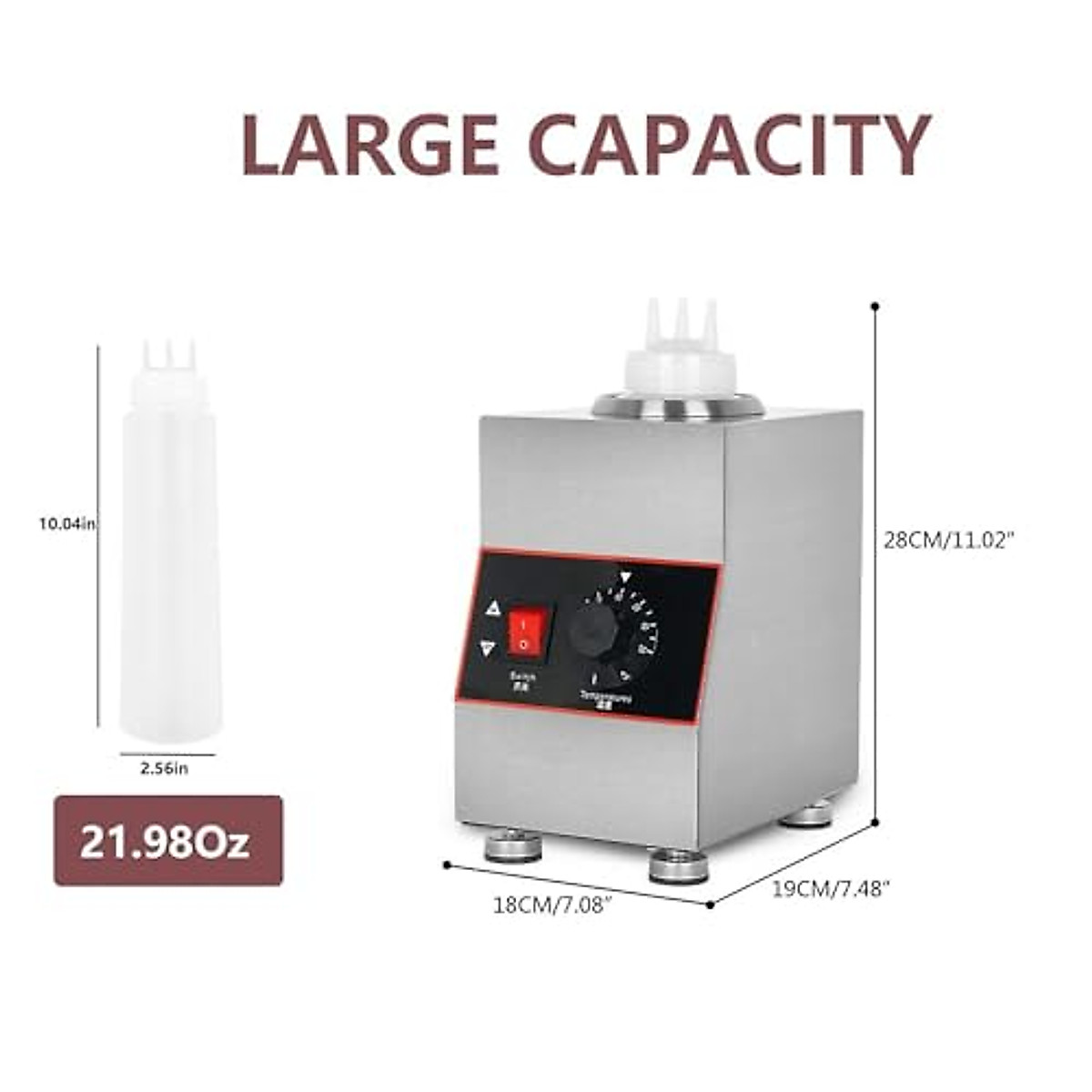 HYTRDJKDF 120/320/480/640W Hot Fudge Dispenser，Electric Stainless Steel Topping Dispenser, Commercial Sauce Dispenser(1Bottle)