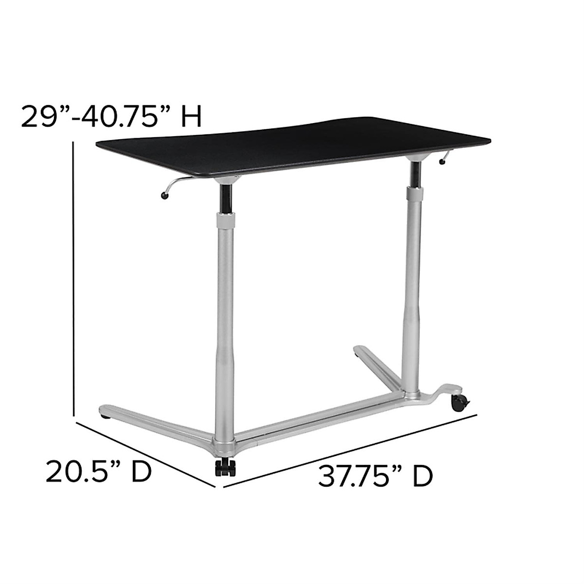 Flash Furniture Merritt Sit-Down, Stand-Up Black Computer Ergonomic Desk with 37.375"W Top (Adjustable Range 29" - 40.75")