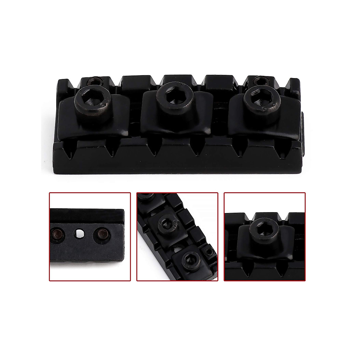 Holmer Guitar String Locking Nut for Floyd Rose Style Adjustable Height Locking Guitar Tremolo Bridge with Mounting Screw Shims and Wrench Black.