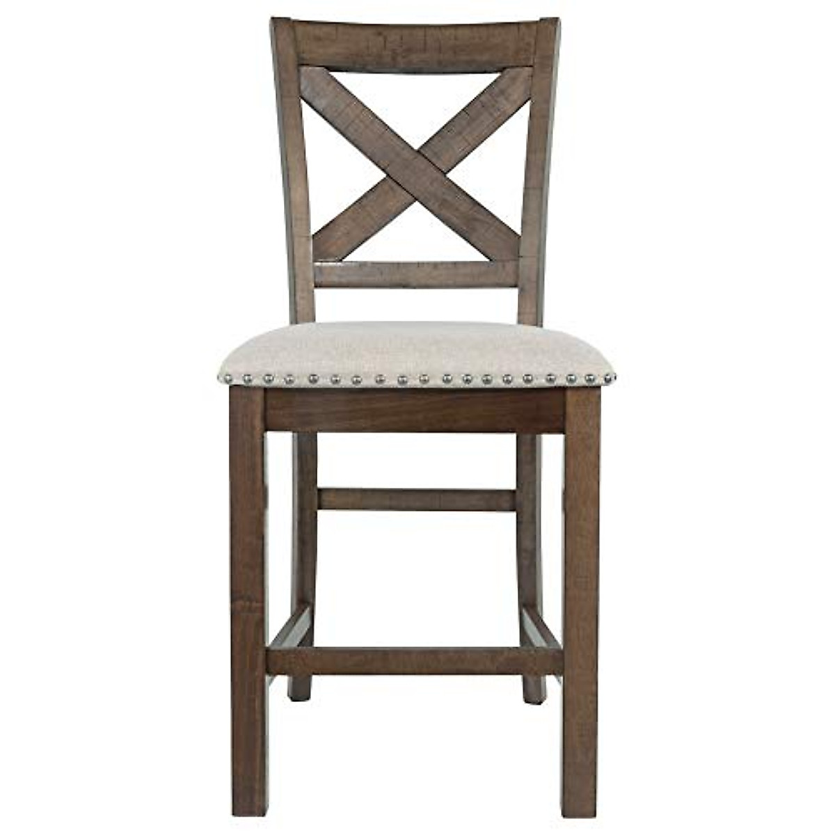 Signature Design by Ashley Moriville Rustic Farmhouse 24.5" Upholstered Barstool, 2 Count, Beige & Brown