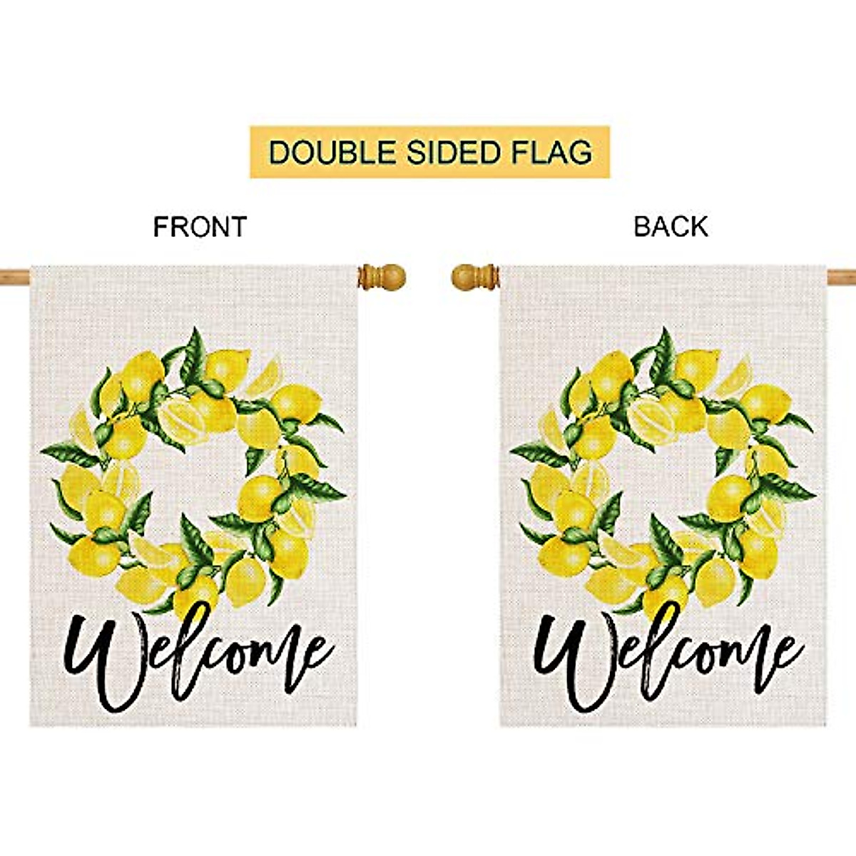 pingpi Welcome Lemon Wreath 28 x 40 House Flag Burlap Double Sided, Lemon Garden Yard Decoration, Welcome Seasonal Outdoor Decor Decorative Spring Large Flag Lemon