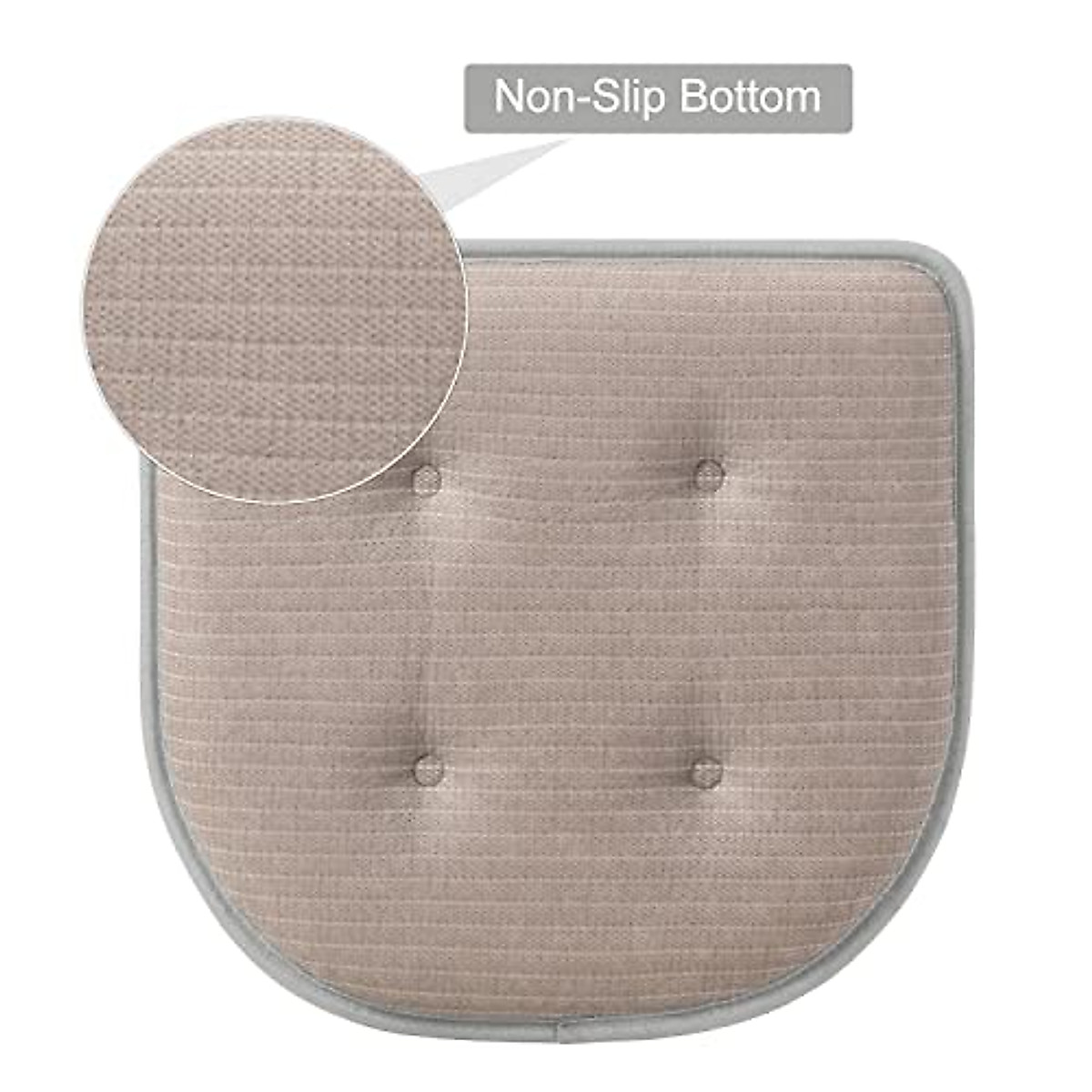 downluxe Indoor Chair Cushions for Dining Chairs, Tufted Soft and Comfortable Memory Foam Kitchen Chair Pads with Non-Slip Bottom for Dining Room and Office, 17" x 16" x 1.5", Light Grey, 6 Pack