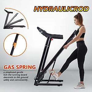 Treadmill, Home Folding Treadmill for Home Workout, 5" LCD Screen, Shock-Absorbent Running Deck, Device Holder - 265 LB Capacity (Steel)