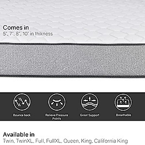 Wayton, 5/7/8/10 Inch Medium Firm High Density Foam Mattress, Comfortable Mattress for Cooler Sleep Supportive & Pressure Relief, Twin XL, White