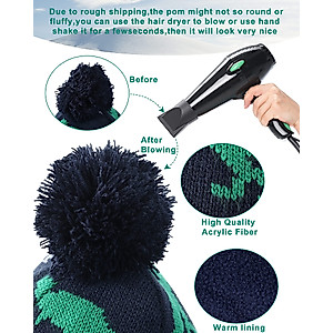 SATINIOR 6 Pieces Winter Boys Hat Dinosaur Warm Mittens Set Pompom Baby Knitted Hat Scarf Gloves Earflap Beanie (Stylish Color)