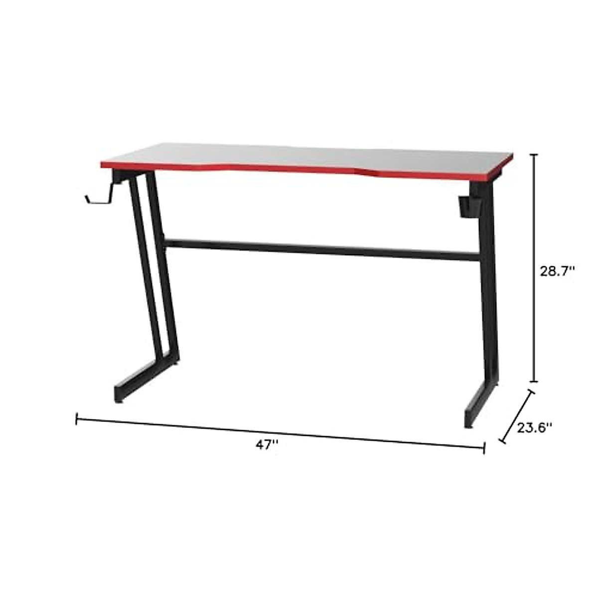 wonline Gaming Desk 47 inch PC Computer Desk Home Office Desk Gaming Table Z Shaped Gamer Workstation with Cup Holder and Headphone Hook Black