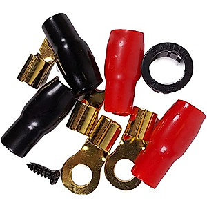 Audiobank BCC4AR Complete 4 Gauge 3000 Watts Car Amplifier Installation Power Amp Wiring Kit Inline AGU Fuse Holder & 80A Fuse and All The Accessories/Terminal Included Red