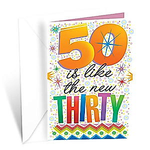 Happy 50th Birthday Card | Made in America | Eco-Friendly | Thick Card Stock with Premium Envelope 5in x 7.75in | Packaged in Protective Mailer | Prime Greetings