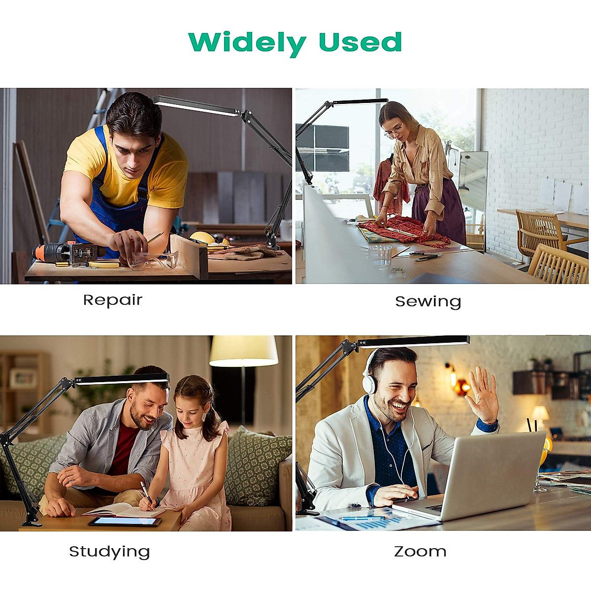 LED Bar Clamp Swing Arm Desk Lamp for Architect Drafting and Computer Light