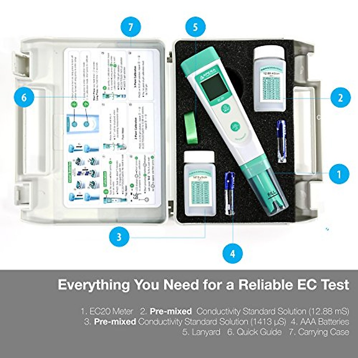 Apera Instruments Value Series EC20 Conductivity (EC) Pocket Tester Kit, ±1% F.S Accuracy in 0 to 20 mS/cm, BPB Sensor