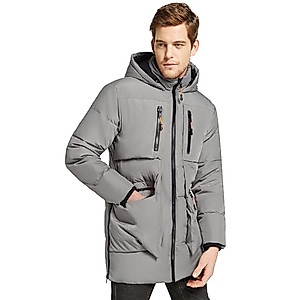 Orolay Men's Thickened Down Jacket Hooded Winter Coats with 6 Pockets Grey L