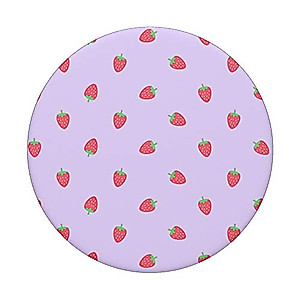Strawberries Kawaii Cute Pastel Lavender Purple Aesthetic PopSockets PopGrip: Swappable Grip for Phones & Tablets