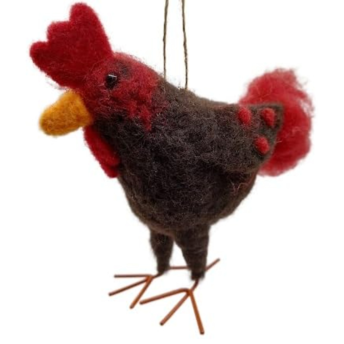 OnHoliday Felt Brown and Red Chicken Hanging Christmas Tree Ornament