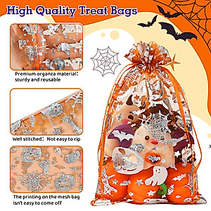 Shintop 100pcs Halloween Organza Treat Bags, 4x6inch Small Goodie Bags Drawstring Candy Bags Mesh Gift Pouches for Candies Trick or Treat