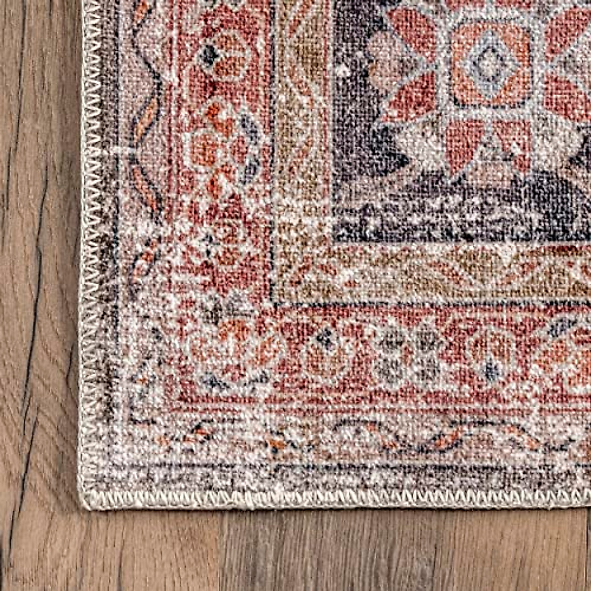 nuLOOM Emelina Traditional Persian Machine Washable Area Rug, 5x8, Red