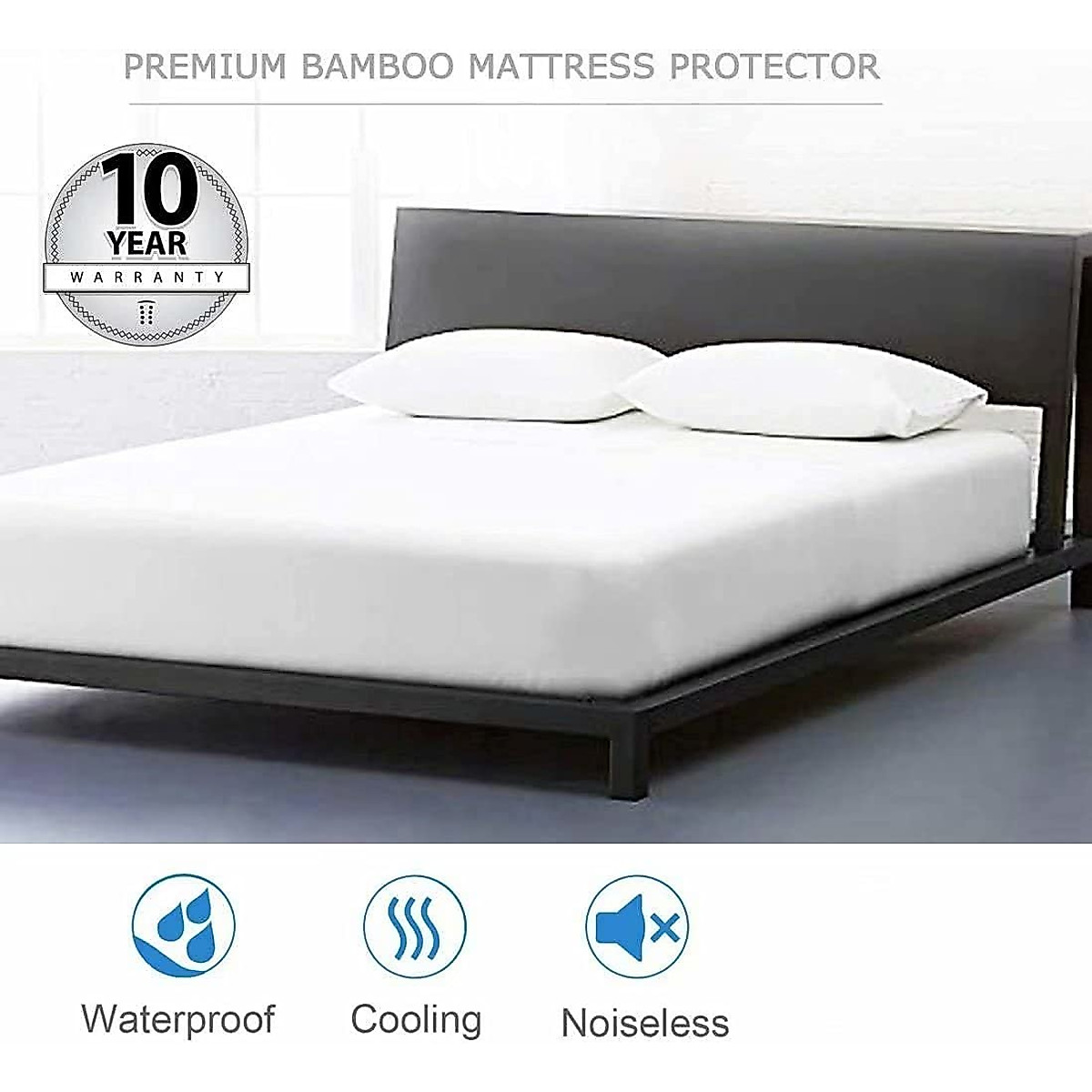 King&Twin Size Cooling Waterproof Mattress Protector Pad Bed Cover,Bamboo Terry Top Breathable Fitted Sheet Style Deep Pocket Soft Noiseless Waterproof Matressprotector Twin for Bed Kids Adults