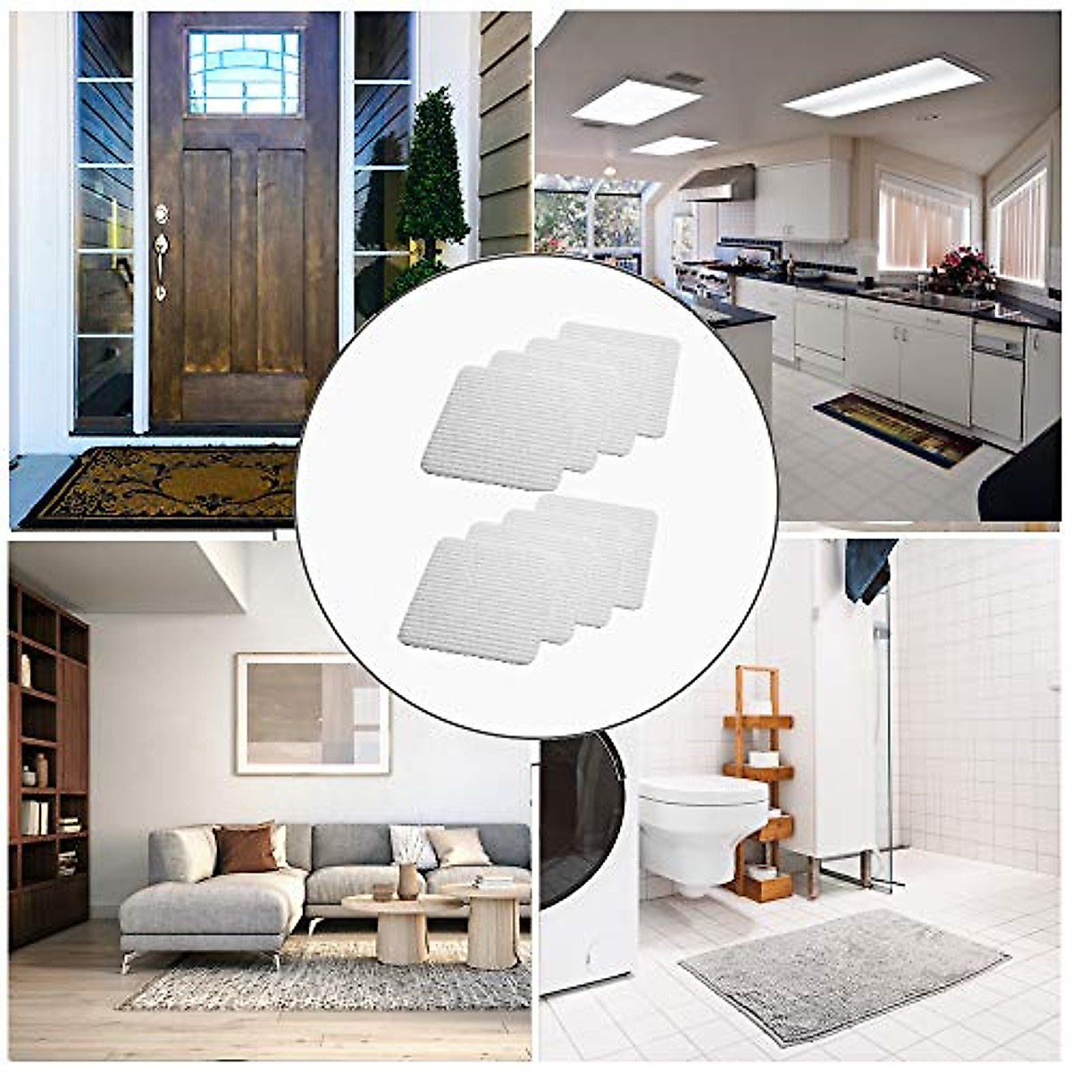 Home Techpro Rug Pads Grippers, 8 PCS Non Slip Washable Grippers, “Vacuum TECH” - New Materials to Anti Curling Rug Pad : Keep Your Rug in Place & Make Corner Flat and Easily Peel Off