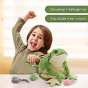 MorisMos Giant Frog Stuffed Animal, Large Green Frog Stuffed Animal Plush with 4 Babies,22'' Frog Plush Stuffed Frog for Kids, Girls, Boys on Birthday, Baby Shower, Christmas