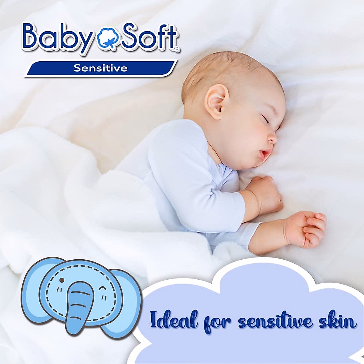 Baby Wipes, Baby Soft Sensitive 8 Flip top packs (448 Wipes Total)