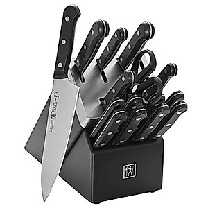 HENCKELS Solution Razor-Sharp 16-pc Self-Sharpening Knife Set, German Engineered Informed by 100+ Years of Mastery, Chefs Knife, Black
