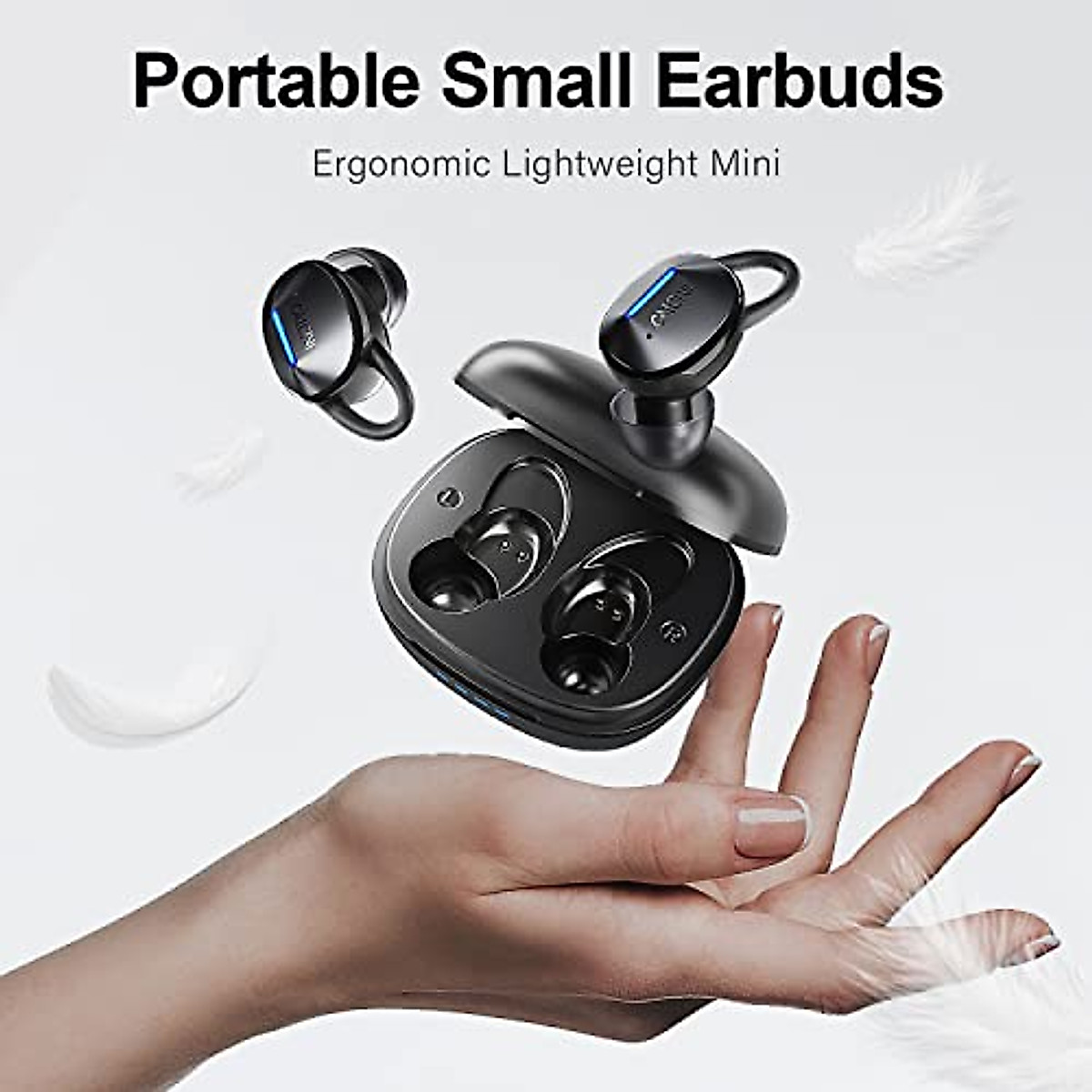 CALCINI True Wireless Earbuds Bluetooth 5.3 with Microphone, TWS Ear-buds IPX8 Waterproof Earphones with Charging Case, Cordless In-Ear Headphones with Mic Headset for Running, Sport, Workout, Android