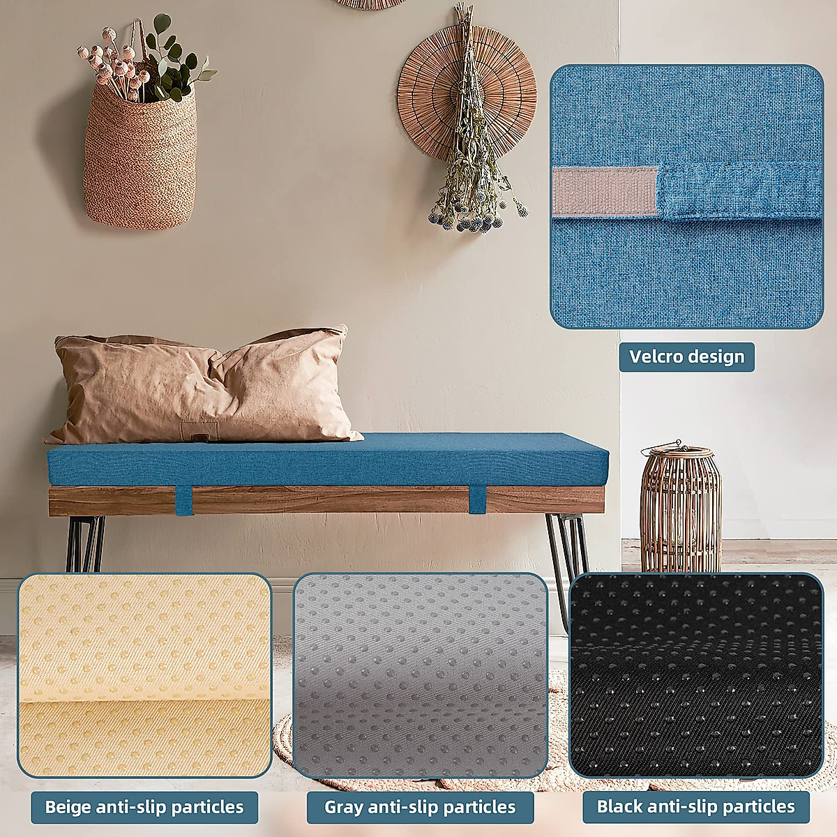 ROFIEJOX Custom Bench Cushion -Custom Size/Shape/Color/Fabric Style/Piping for Outdoor/Indoor Furniture, Waterproof Outdoor Bench Cushions with, Durable 70D High-Density Resilience Sponge