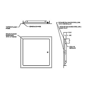 Acudor - UF-5500 Series (Z92424SCWH) 24x24 Universal Flush Mount Access Door w/Slot Screwdriver operated cam latch