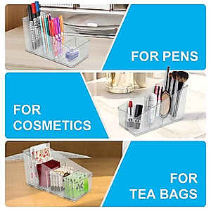 Senbus TV Remote Control Holder Organizer Box with 4different heights Compartments,Desktop Caddy Storage Stand Organizer for Remote Controllers, Office Supplies, Makeup Brush, Media Accessories