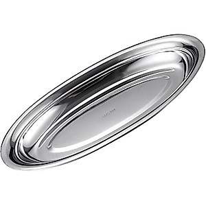 Hemoton Sizzle Platter Serving Platter Oval Fish Dish Stainless Steel Fish Plate Metal Food Serving Tray for Steaming Fish Dessert Meat Sushi Platter Silver Sizzle Platter Serving Platter 30.5CM