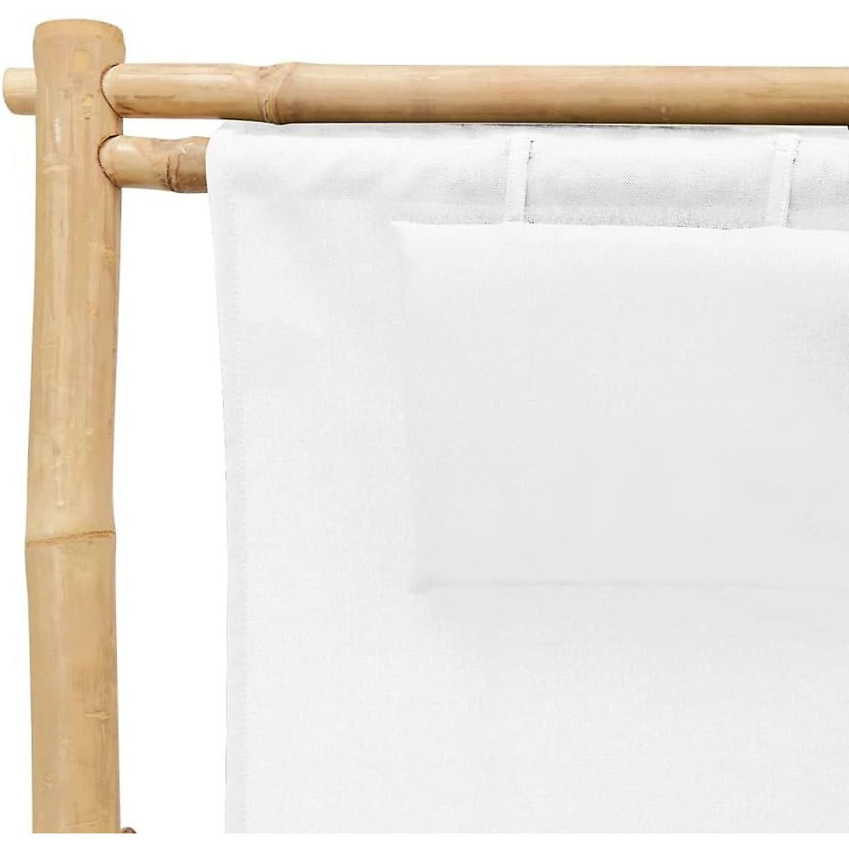 vidaXL Cream White Adjustable Deck Chair - Bamboo and Durable Canvas Material - Foldable Design for Easy Storage - Ideal for Garden, Patio, and Terrace