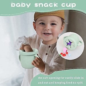 OUROBOT 3 in 1 Silicone Baby Sippy Cups, Snack Cup for Toddler with Two Handles, Multipurpose Silicone Training Cup for baby cup