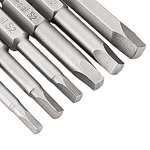 Rocaris 6 pcs 1/4 Inch Hex Shank Long Magnetic Square Head Screwdriver Bits Set Power Tools SQ1, SQ2, SQ2.7, SQ3, SQ4, SQ5 For Poket Hole Jig- 2 inch Length