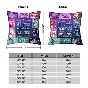 TRISG 11th Birthday Gifts for Girls, Birthday Gifts for 11 Year Old Girls,11 Year Old Girl Birthday Gifts, Birthday Gift 11 Year Old Girl,11 Year Old Girl Birthday Gift Ideas Pillow Covers 18x18