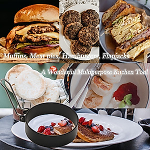 PWireless 2 Pack Egg Mold with Handle for Frying Eggs Stainless Steel Egg Shaper Convenient Kitchen Tool and Gadget Egg Rings Pancake Mold in Round for Fried Eggs Breakfast Muffins Sandwiches