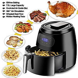 SUPER DEAL 7.6 QT Air Fryer Oven Cooker with 7 Cooking Presets Auto Shut off & Timer Dishwasher Safe Parts Recipes & CookBook, 1700W, Black