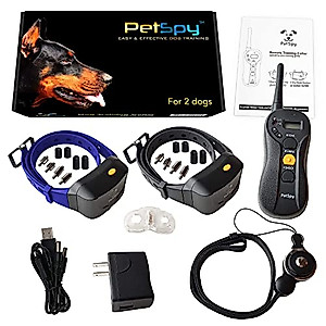PetSpy P620 Dog Training Shock Collar for Dogs with Vibration, Electric Shock, Beep; Rechargeable and Waterproof Remote Trainer E-Collar - 10-140 lbs