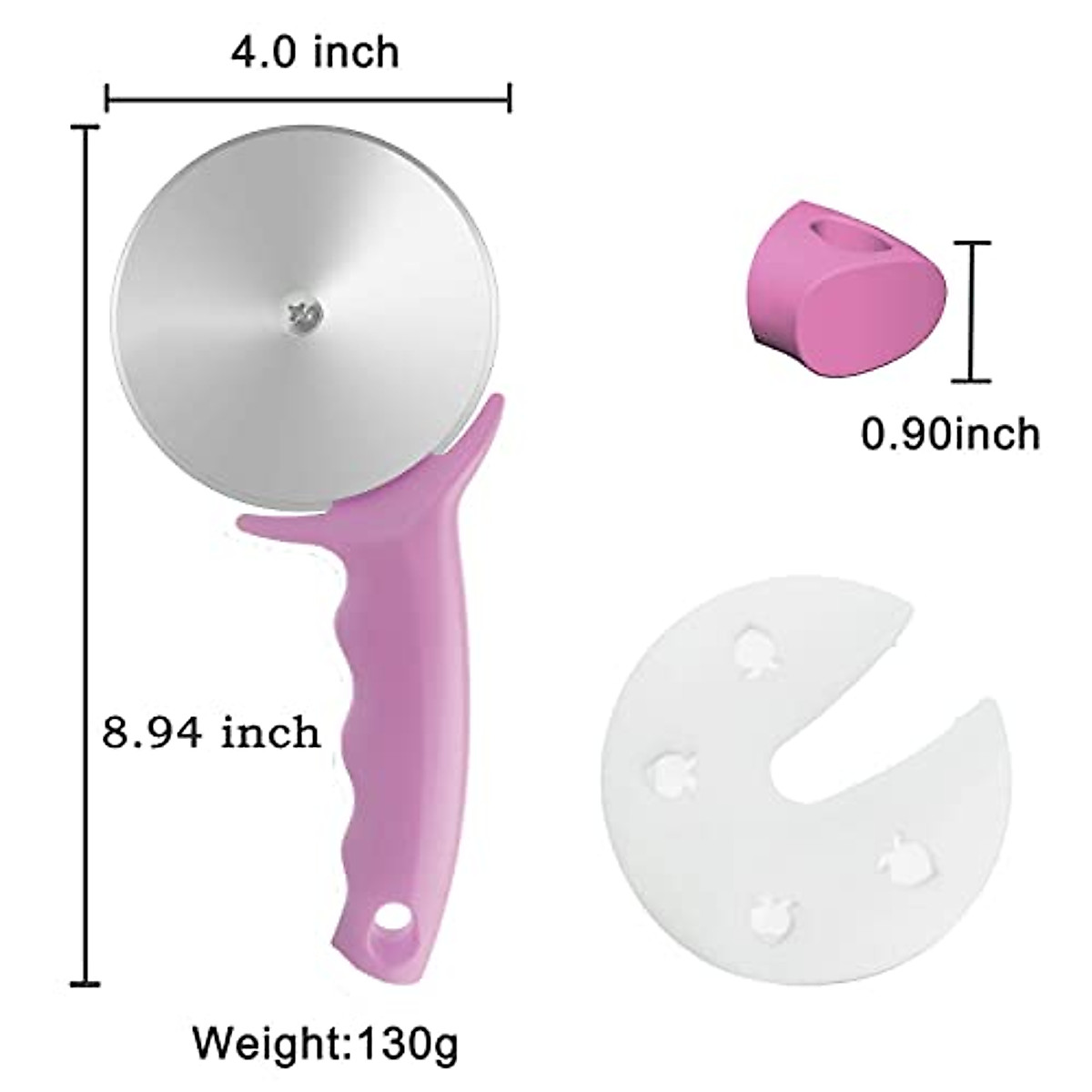 4" Pizza Cutter Wheel,Stainless Steel Large Pizza Cutter with Cover, Super Sharp Pizza Slicer-Dishwasher Available,Smooth Rotating Large Pizza Wheel Cutter Safe with Healthy Material (Rosy, 4 inch)